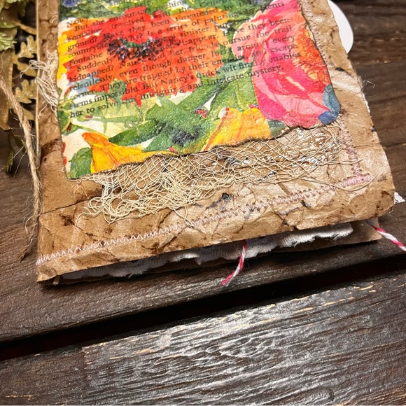 Handmade | Office | Floral Junk Journal Flowers Feminine Paper Bag Faux ...